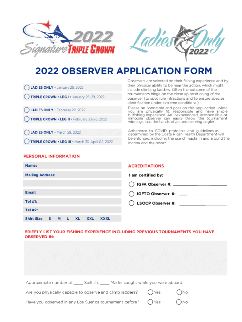 Fillable Online 2022 OBSERVER APPLICATION FORM - signaturetriplecrown ...