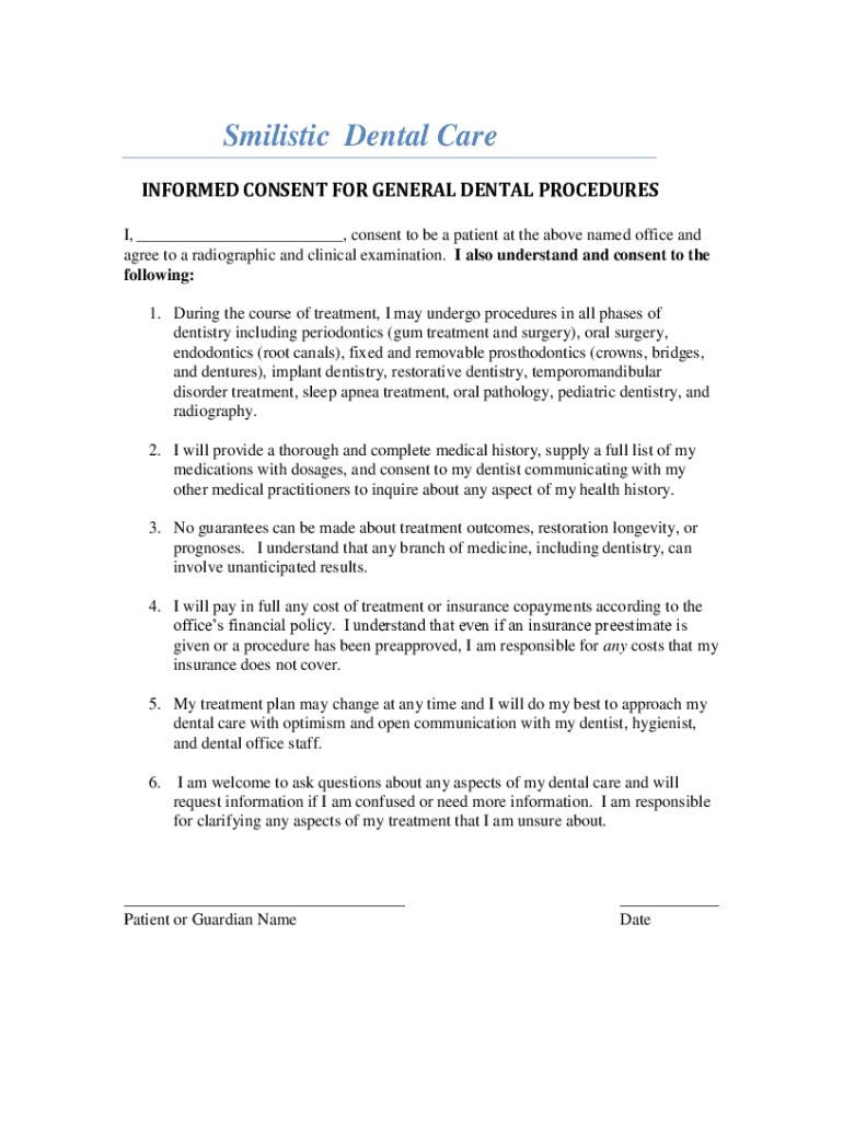 Fillable Online Smilistic-Informed-Consent-FormSmilistic Dental Care ...