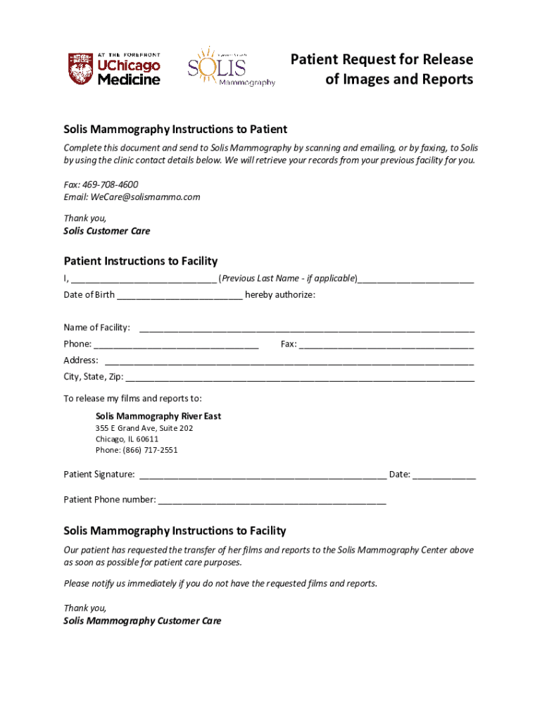 Fillable Online Solis Release Form - River East Fax Email Print - pdfFiller
