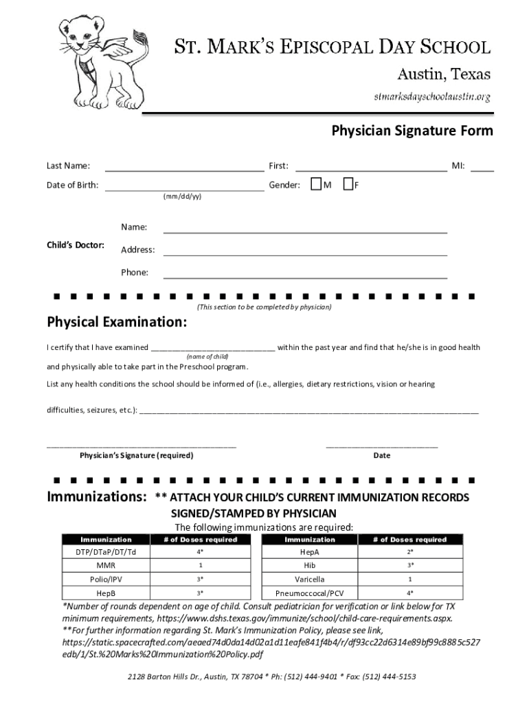 Fillable Online Physician-Signature-Form (StMarks) Fax Email Print ...