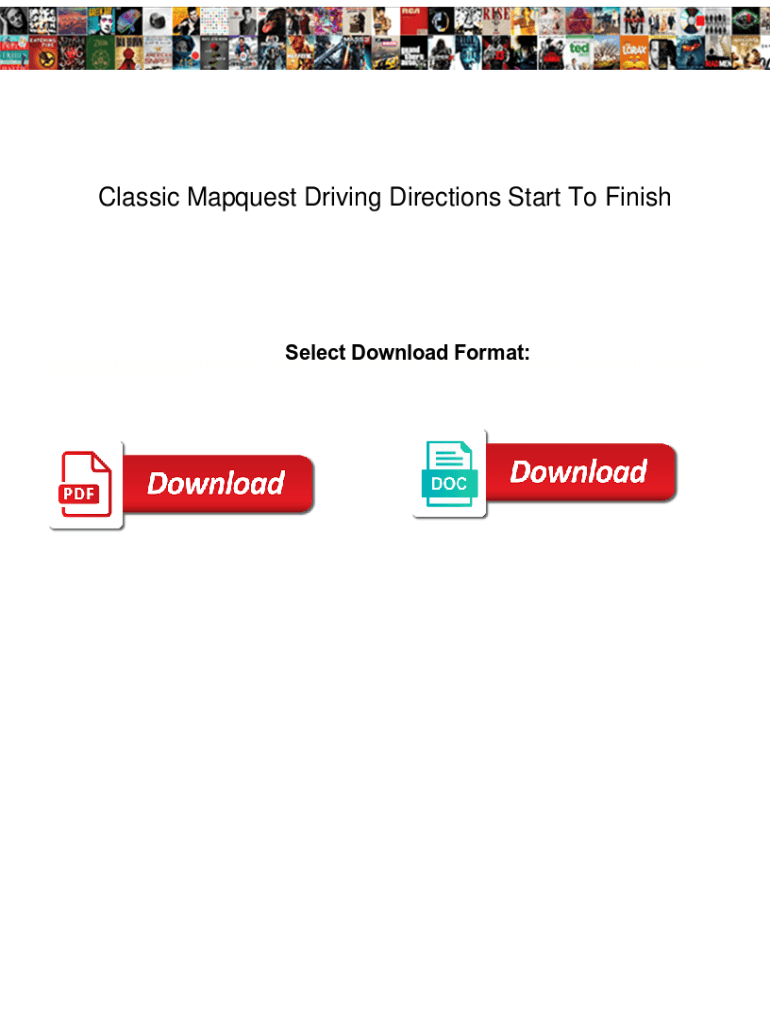 Fillable Online Classic Mapquest Driving Directions Start To Finish ...