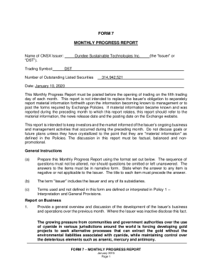 Fillable Online DST - Form 7 - Monthly Progress Report - May 2019 CSE ...