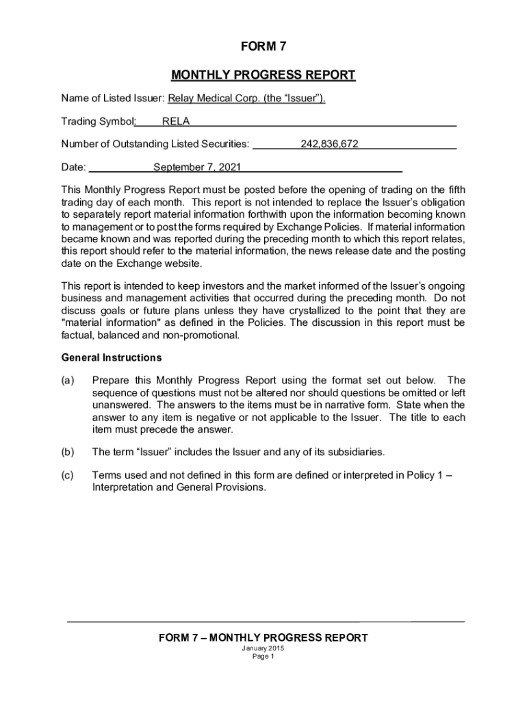 Fillable Online RELA Form 7 for August 2021 - 2021-09-07 Fax Email ...