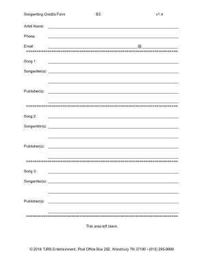 Fillable Online Songwriters: How To Format Lyric Sheets Like A Pro ...