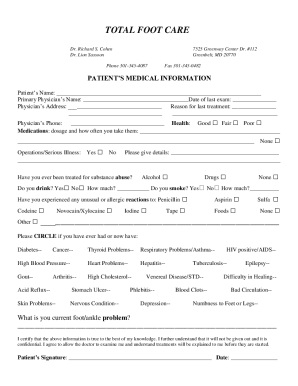 Fillable Online TOTAL FOOT CARE Fax Email Print - pdfFiller