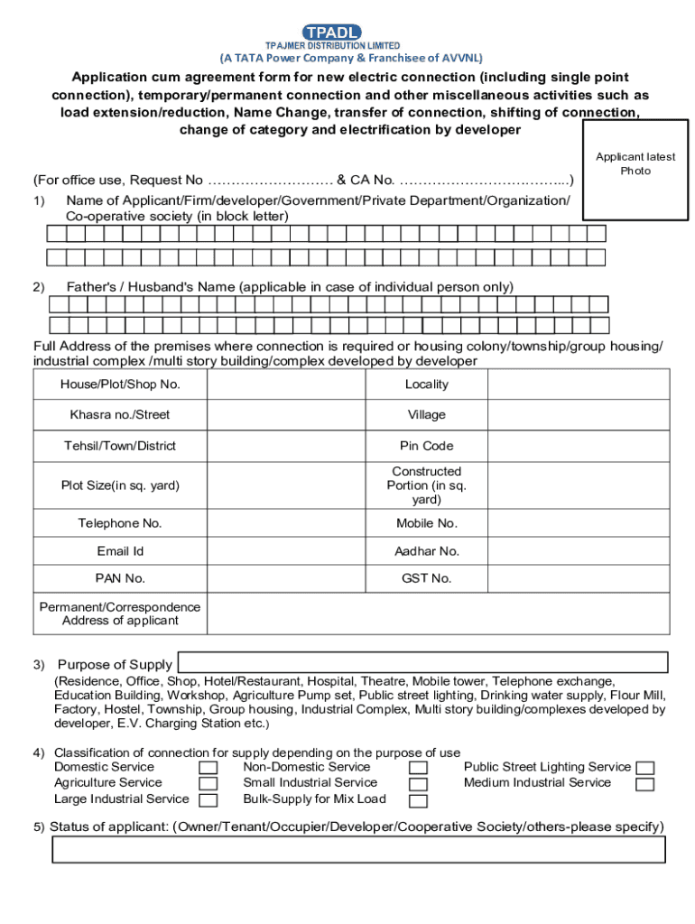 Fillable Online New Connection Form in English Fax Email Print - pdfFiller