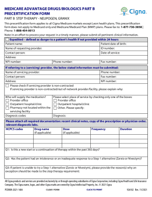 Fillable Online Medicare Advantage Precertification Form Part B Step ...