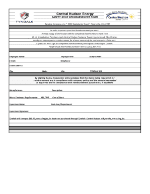 Fillable Online SAFETY SHOE REIMBURSEMENT FORM Fax Email Print - pdfFiller