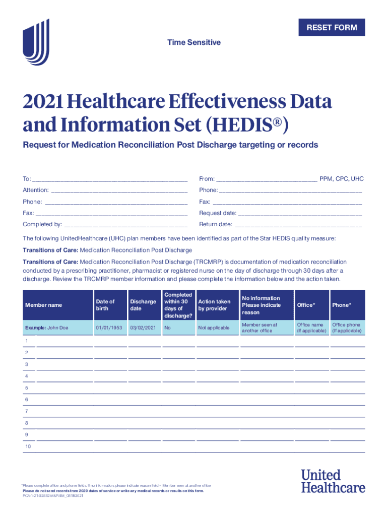 Fillable Online Form. 2021 Healthcare Effectiveness Data and ...