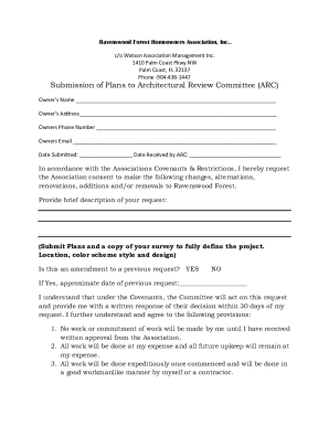 Fillable Online Submission of Plans to Architectural Review Committee ...