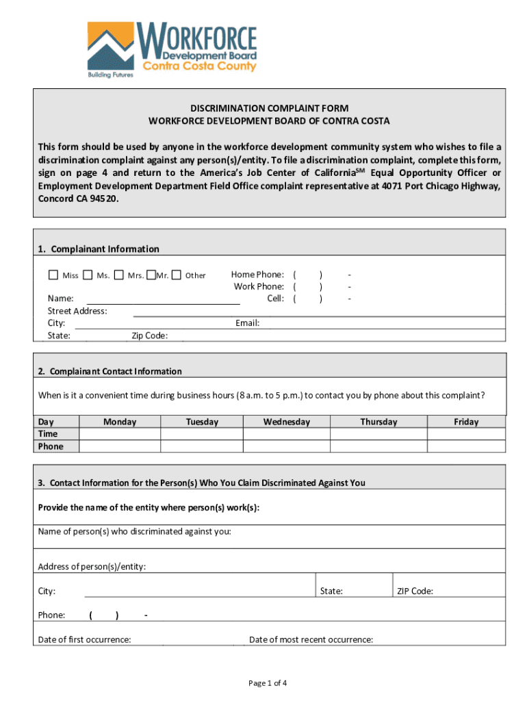 Fillable Online DISCRIMINATION COMPLAINT FORM This form should be used by ... Fax Email Print ...
