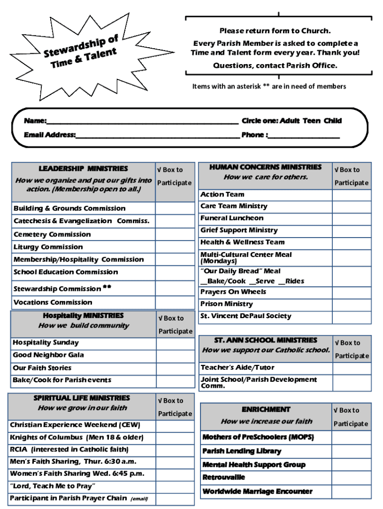 Fillable Online Basic Church Profile Inventory Sample Fax Email Print ...