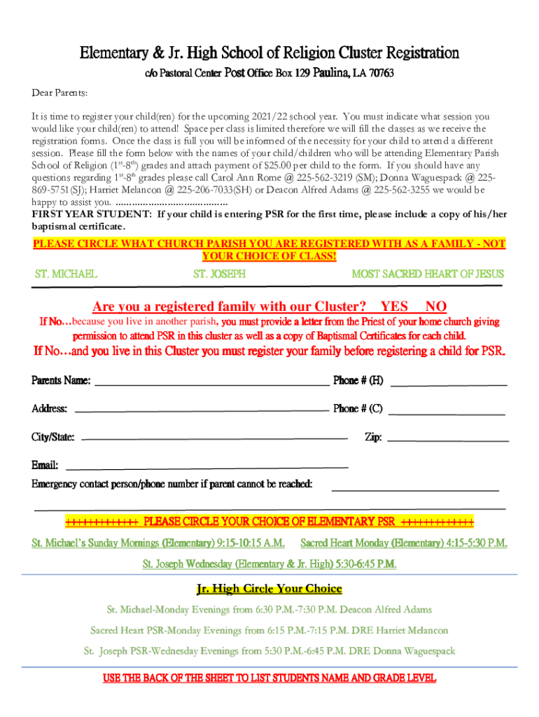 Fillable Online Cluster Registration Form 2021 2022 by choice27279 Fax Email Print - pdfFiller