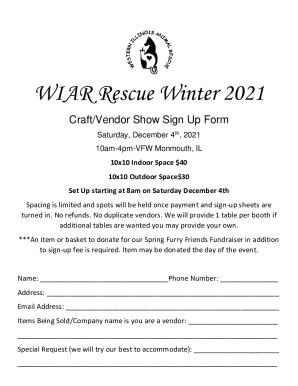 Fillable Online Craft/Vendor Show Sign Up Form Fax Email Print - pdfFiller