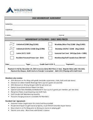 Fillable Online 2022 MEMBERSHIP AGREEMENT Fax Email Print - pdfFiller