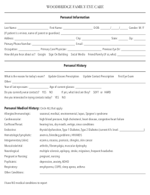 Fillable Online Woodbridge Family Eye Care Intake Form PDF Fax Email ...