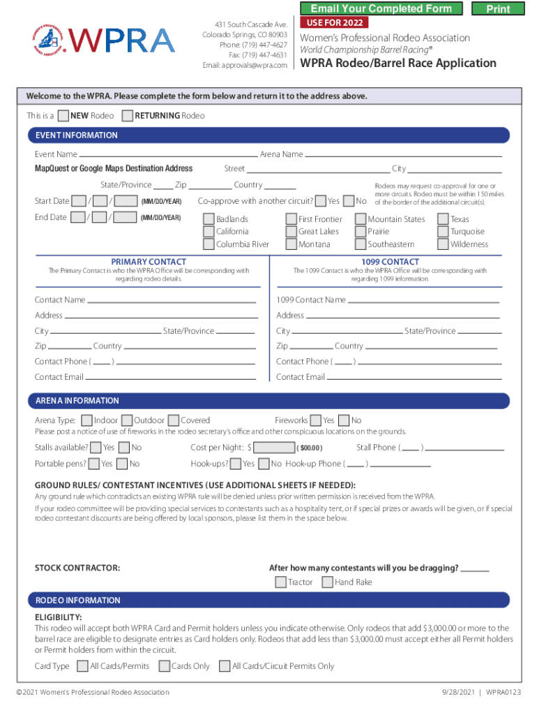 Fillable Online Get the free Welcome to the WPRA Please complete the ...