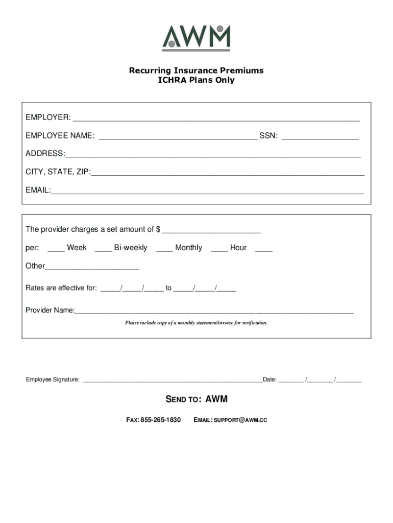 Fillable Online Recurring premium reimbursement claim form" Keyword ...