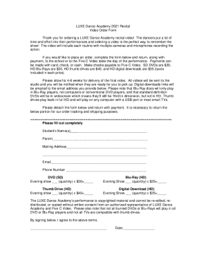 Fillable Online Dance Recital Photography Order Form Template Fax Email ...