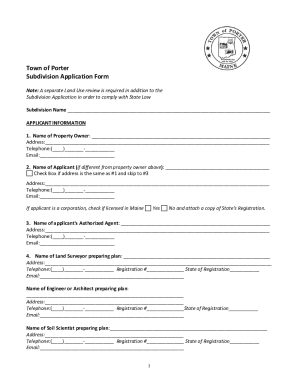 Fillable Online SUBDIVISION APPLICATION FORM AND CHECKLIST APPLICATION ...
