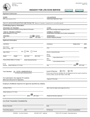 Fillable Online Fillable Online BCIA 8016, Request for Live Scan ...