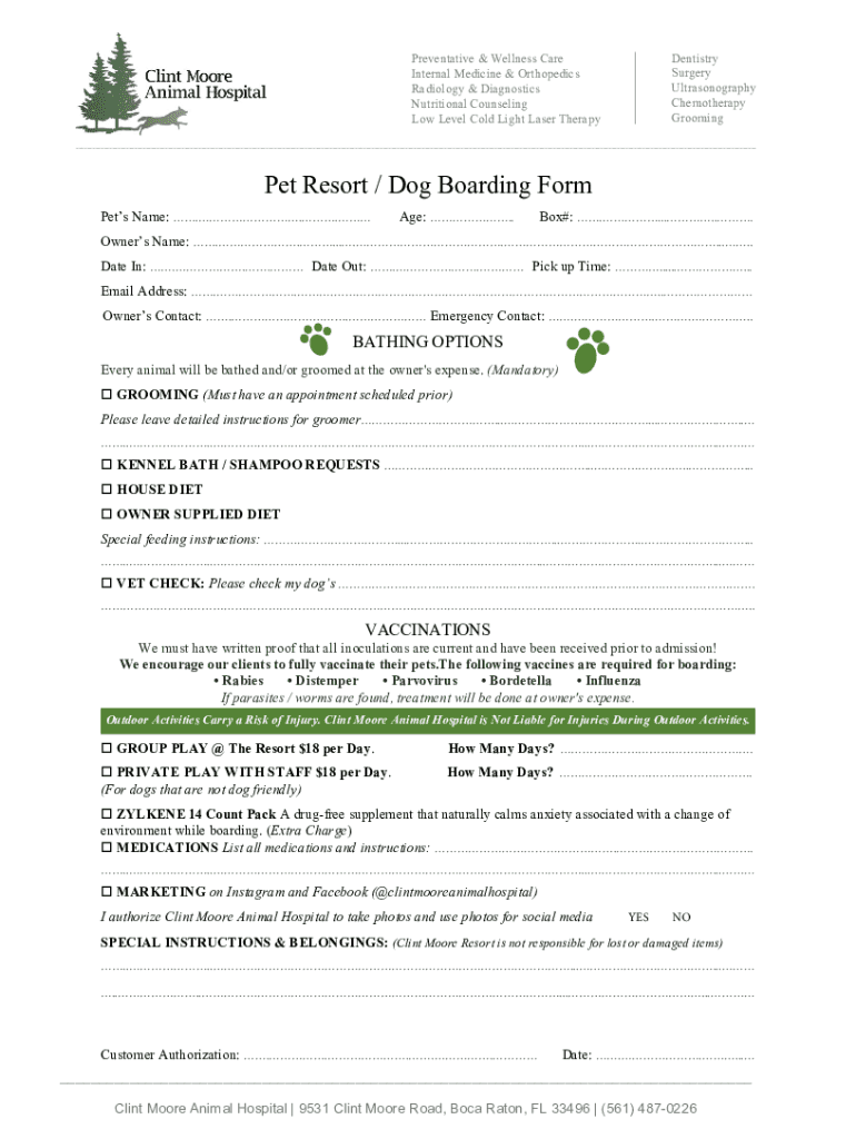 Fillable Online Patient Drop Off Form - Veterinary care in a ...