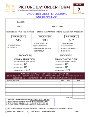 Fillable Online Picture Day Order Form 2019 Fax Email Print - pdfFiller