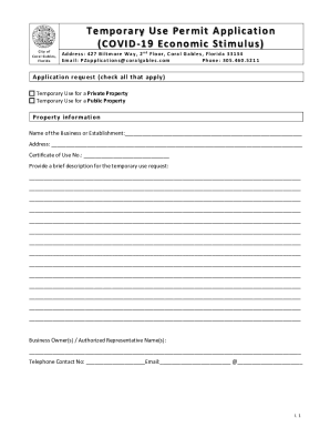 Fillable Online Temporary Use Permit Application (COVID-19 Economic ...