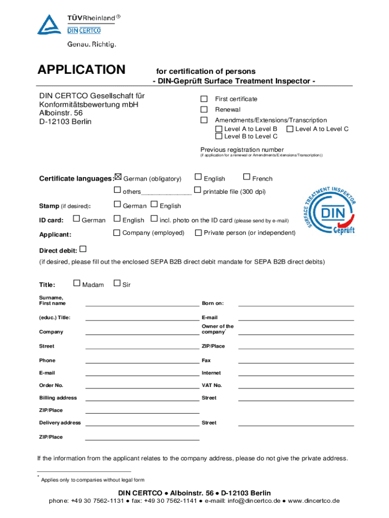 Fillable Online A PPLICATIONfor certification of persons Doc Template ...
