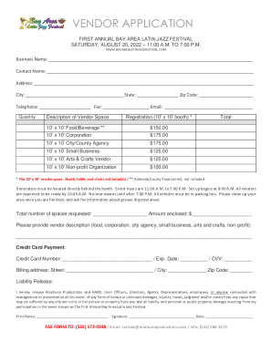 Fillable Online Best Festival Vendor Application - Make Your Memories ...