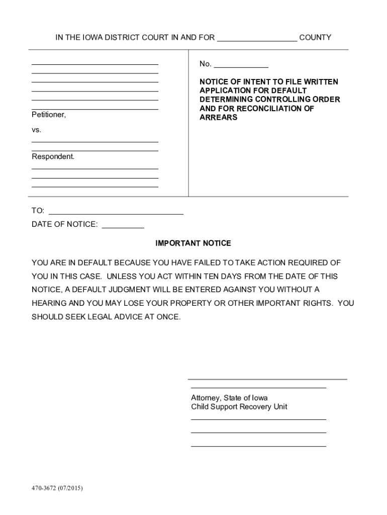 Fillable Online dhs iowa Notice of Intent to File Written Application ...