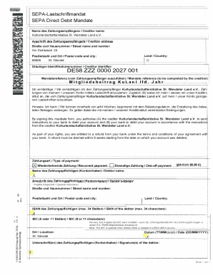 Fillable Online SEPA-Lastschriftmandat - SEPA Direct Debit Mandate (statisch) Fax Email Print ...