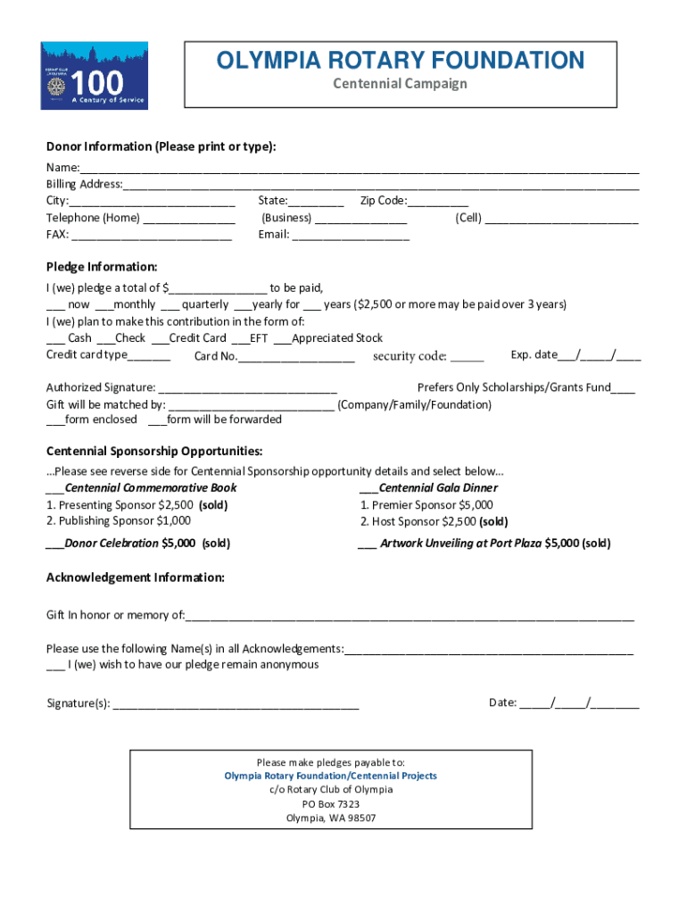 Fillable Online OLYMPIA ROTARY FOUNDATION Fax Email Print - pdfFiller