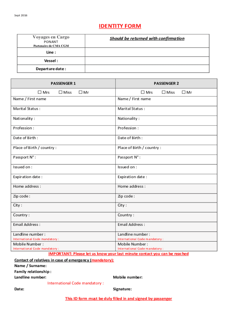 Fillable Online IDENTITY FORM - ENG Fax Email Print - pdfFiller
