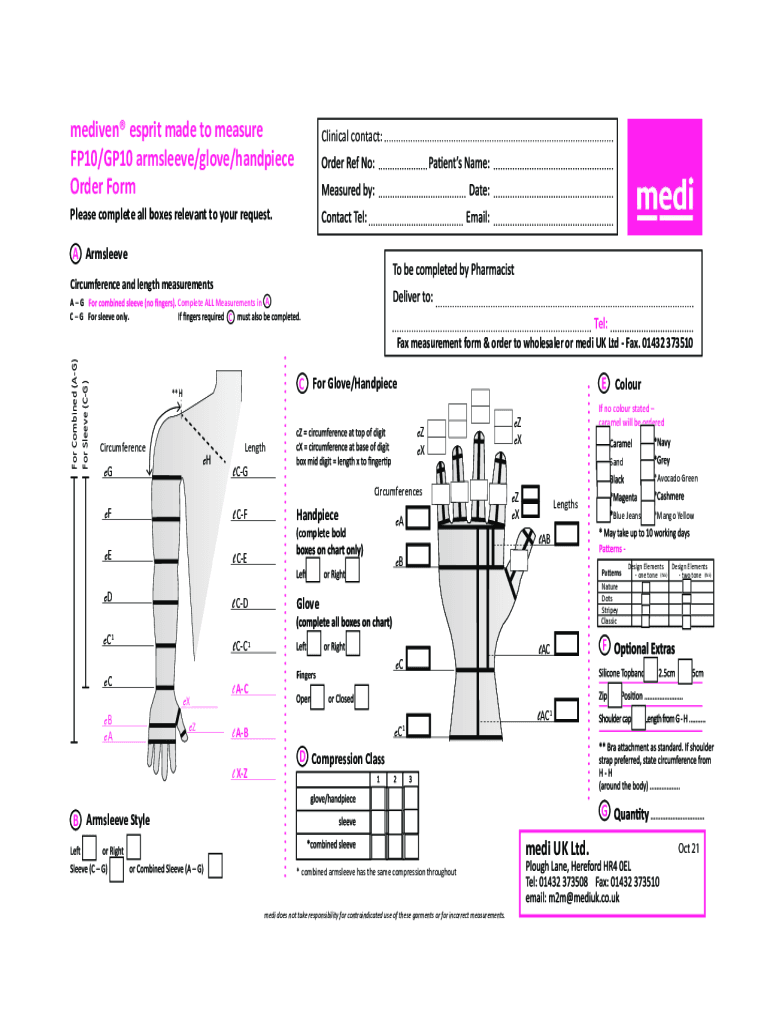 Fillable Online Fillable Online mediven esprit made to measure FP10 ...