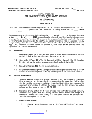 Fillable Online Get the free 8.0-SAMPLE-Attachment G - Sample Contract ...