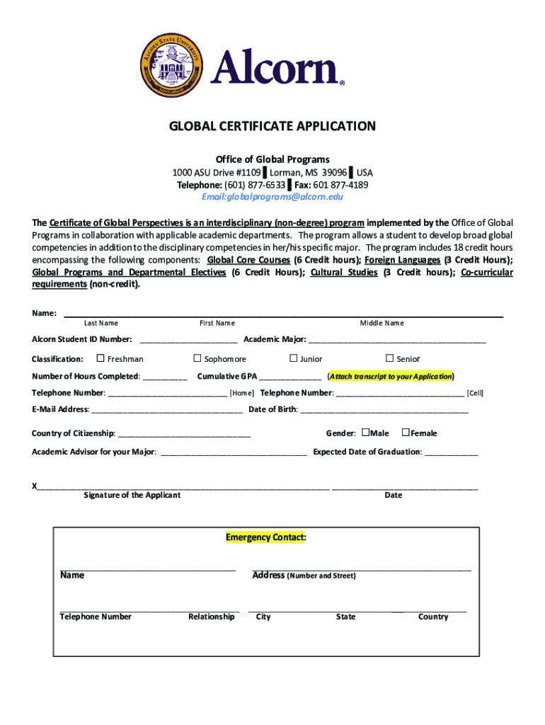 Fillable Online Global Certificate Application Form REVISED BY ZDL ...
