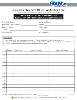 Fillable Online Guaranteed Returns CIII-CV Verification Form Fax Email ...