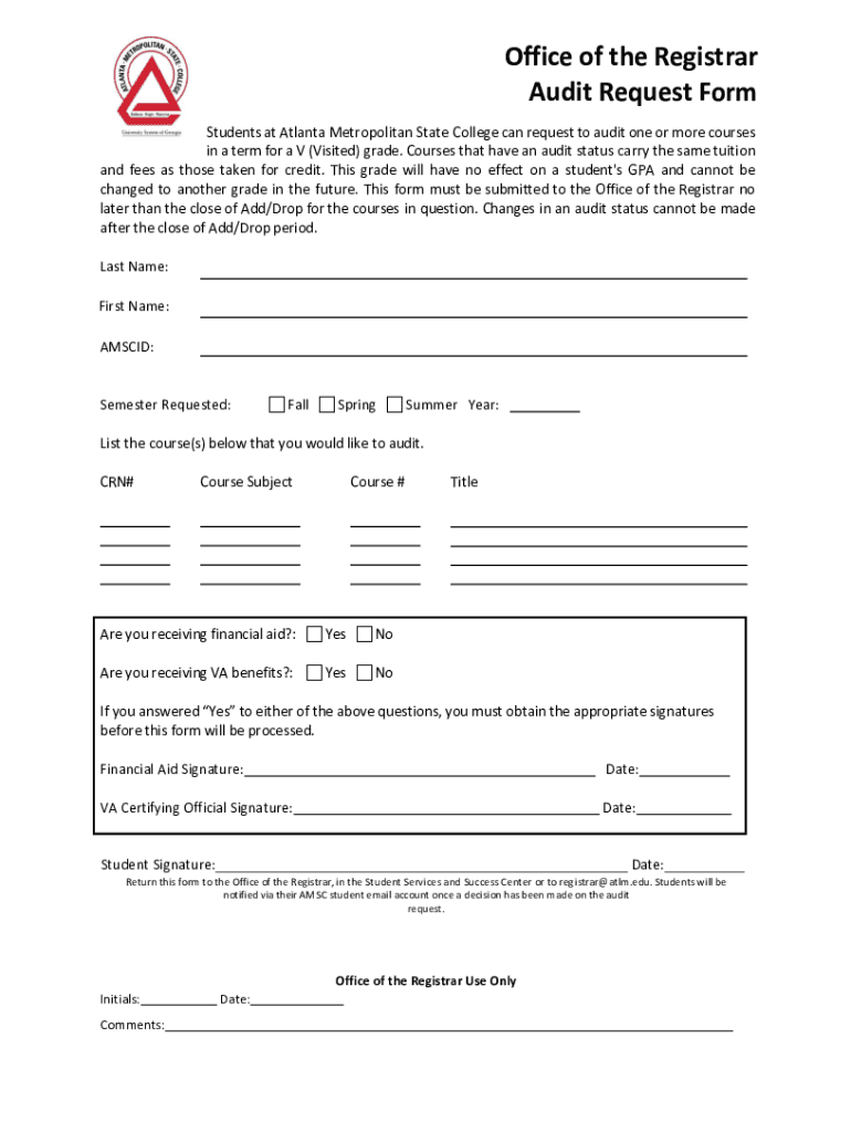 Fillable Online Audit Request Form draft Fax Email Print - pdfFiller