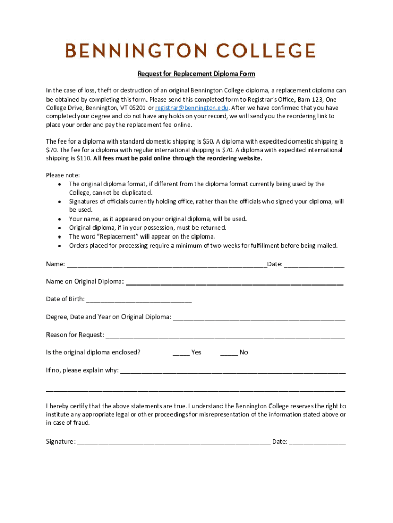 Fillable Online Request your replacement MMI diploma - mmiprep.org Fax ...