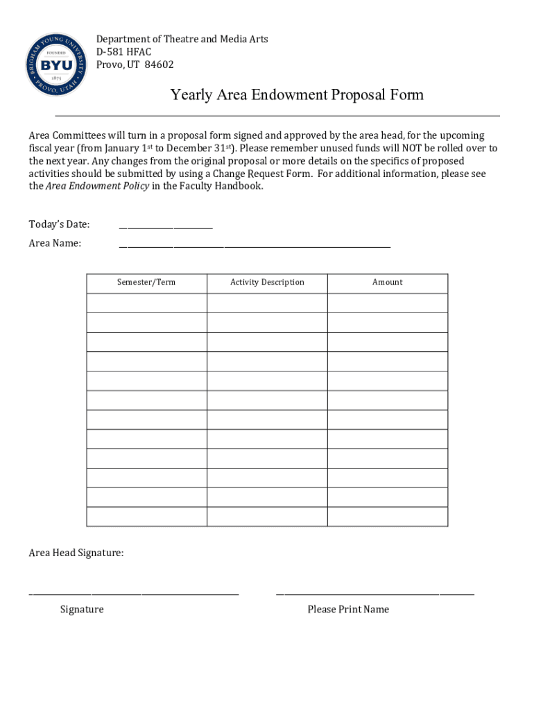 Fillable Online Area Endowment Proposal Form Fall 2018 Update.docx Fax ...