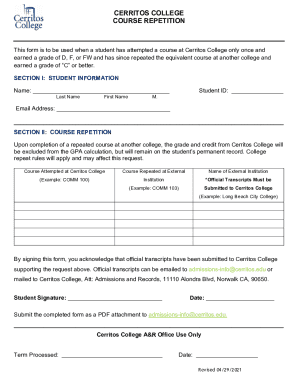 Fillable Online Cerritos College Course Equivalency University Examination ... Fax Email Print ...