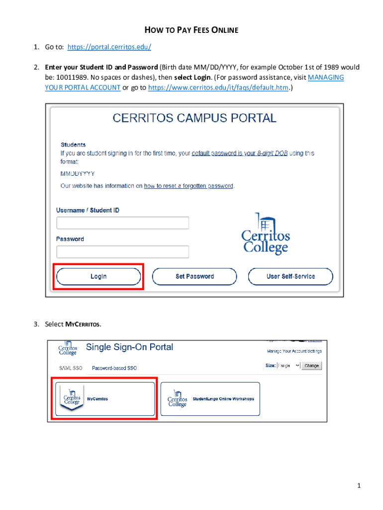 Fillable Online Cerritos College - How to Pay Fees Online Fax Email Print - pdfFiller