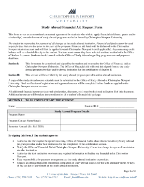 Fillable Online Study Abroad Financial Aid Request Form Fax Email Print ...