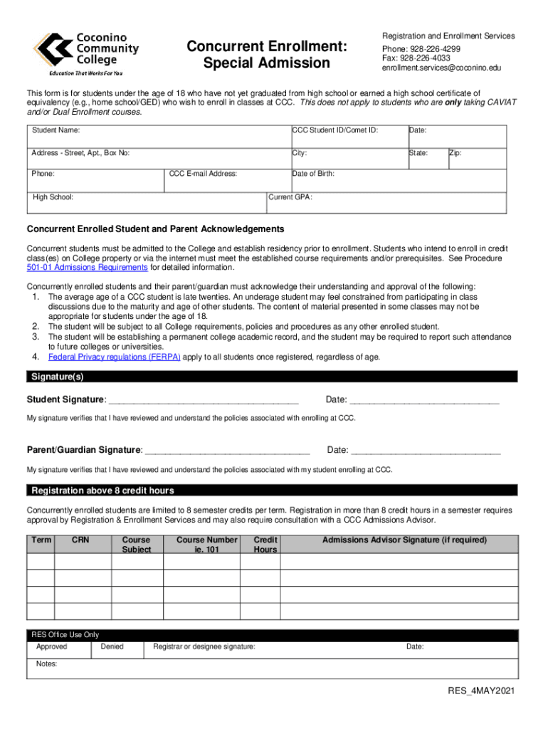 Fillable Online Concurrent Enrollment.doc - OFFICE OF INTERNATIONAL ... Fax Email Print - pdfFiller