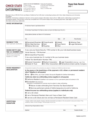 Fillable Online Fillable Payee Data Record Form Ufrf (California State ...