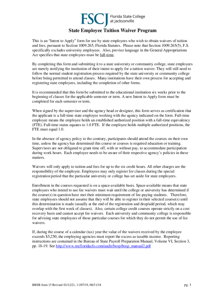 Fillable Online State Employee Tuition Waiver Program Form Fax Email ...