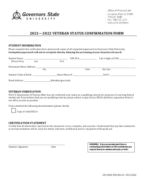 Fillable Online 20212022 VETERAN STATUS CONFIRMATION FORM Fax Email ...