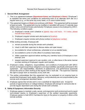 Fillable Online Remote Work Request and Agreement form Fax Email Print ...
