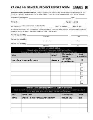 Fillable Online Fill out a project report form for EACH general project ...